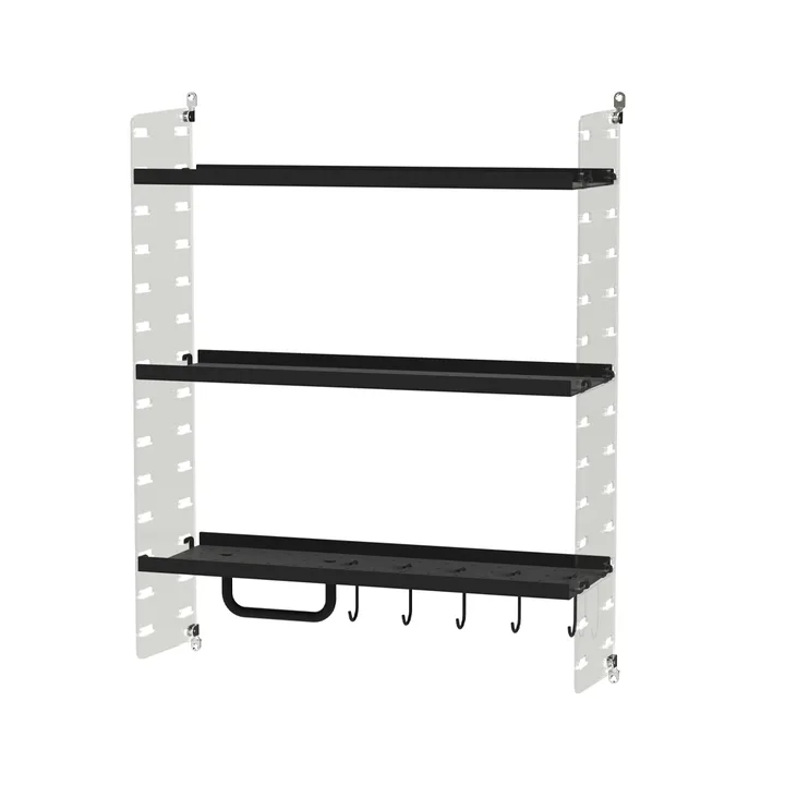 Stringhylla badrum kombination H - svart & plexi - String → NordicNest.se